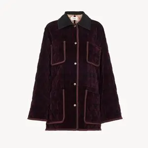 Chloé Padded Short Coat In Check Cotton