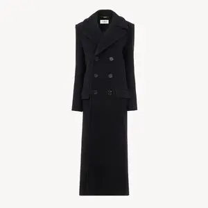 Chloé Long Double-breasted Coat In Double-face Wool - Black