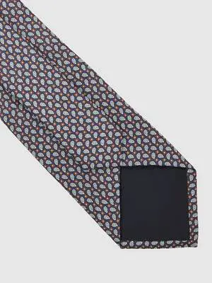 REISS Silk Micro Paisley-print Tie