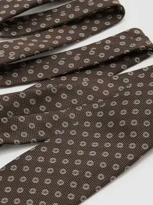 REISS Silk-blend Woven Oval Micro Medallion Tie