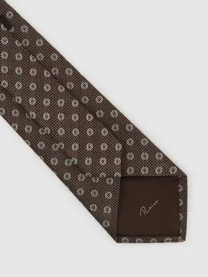 REISS Silk-blend Woven Oval Micro Medallion Tie