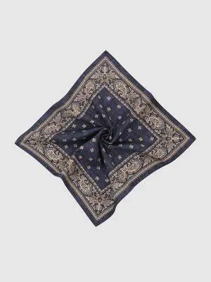 REISS Silk Square-medallion Paisley Pocket Square