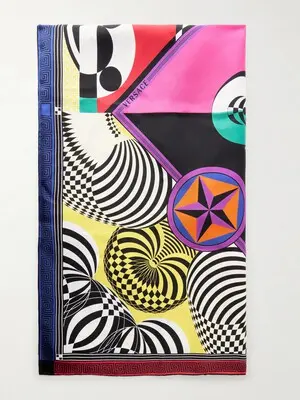 Versace Medusa Collage Print Silk Foulard - Multi