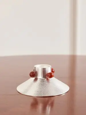 NATALIA CRIADO Axis -plated And Stone Candle Holder - Silver