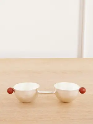 NATALIA CRIADO Double Aperitivo -plated And Stone Bowls - Silver