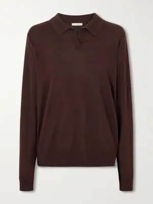 THE ROW Pauli Wool And Silk-blend Polo Shirt