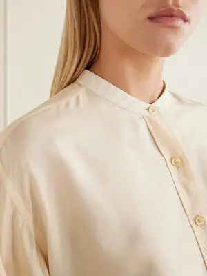 THE ROW Lula Mandarin-collar Silk Shirt