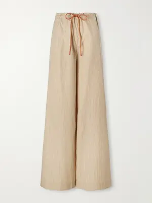 KALLMEYER Wesley Striped Cotton-taffeta Wide-leg Pants - Neutrals