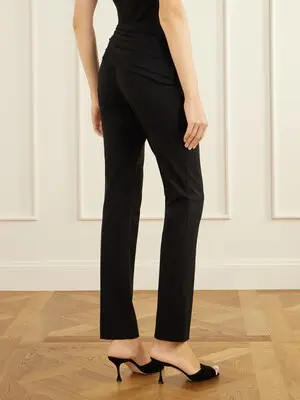 Carolina Herrera Gathered Wool-blend Twill Straight-leg Trousers