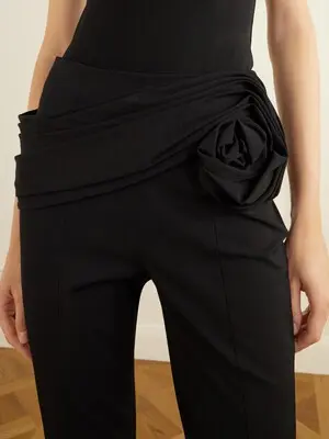 Carolina Herrera Gathered Wool-blend Twill Straight-leg Trousers