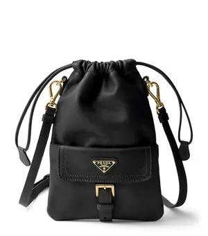 Prada Nappa Leather Drawstring Pouch - Black
