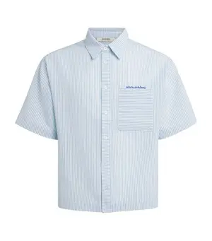 ABOUT:BLANK Seersucker Embroidered Shirt - Blue