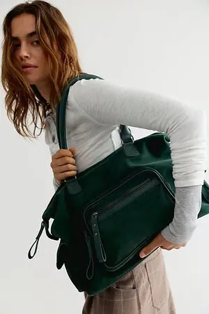 Free People Maya Suede Tote Bag - Forest Dew