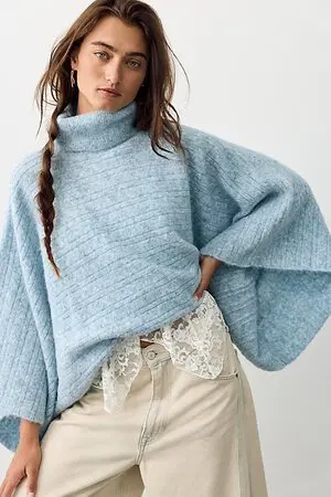 Free People Phoebe Poncho - Denim