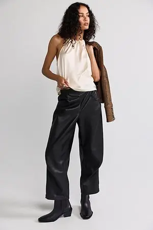 We The Free Vegan Leather Pull-on Pants - Black