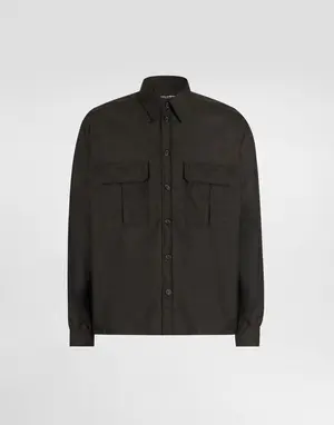Dolce & Gabbana Virgin Wool Canvas Shirt Shirts Beige