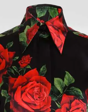 Dolce & Gabbana Rose-print Satin Shirt - Multicolor