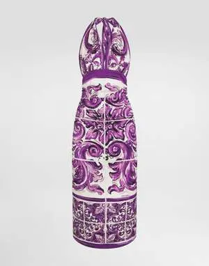 Dolce & Gabbana Majolica-print Charmeuse Dress Dresses