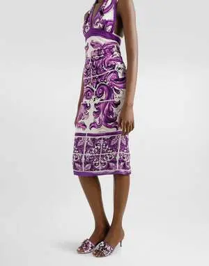 Dolce & Gabbana Majolica-print Charmeuse Dress Dresses