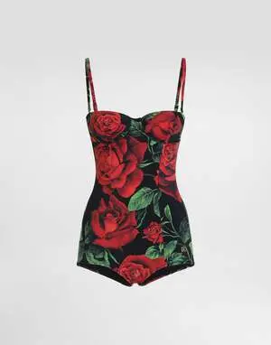 Dolce & Gabbana Rose-print Balconette One-piece Swimsuit Swimwear - Multicolor