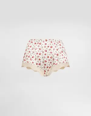 Dolce & Gabbana Small Rose-print Lace And Satin Briefs Underwear - Multicolor