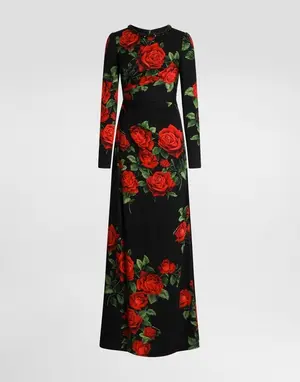 Dolce & Gabbana Rose-print Charmeuse Midi Dress - Multicolor