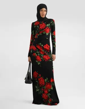 Dolce & Gabbana Rose-print Charmeuse Midi Dress - Multicolor