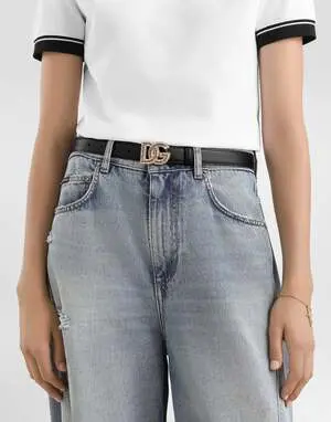 Dolce & Gabbana Calfskin Belt With Dg Logo - Black
