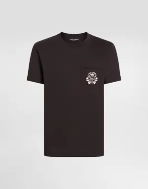 Dolce & Gabbana Cotton T-shirt With Embroidery T-shirts And Polos - Brown