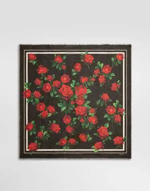 Dolce & Gabbana Rose- Cotton Stole Scarves And Silks - Print
