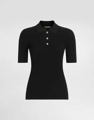 Dolce & Gabbana Ribbed Polo Sweater T-shirts And Sweatshirts - Black
