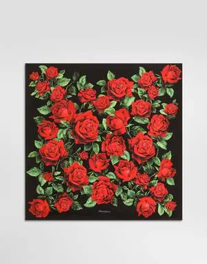 Dolce & Gabbana 90x90 Rose-print Silk Twill Scarf Scarves And Silks - Multicolor