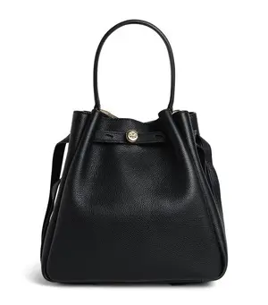 Tory Burch Leather Romy Bucket Bag - Black