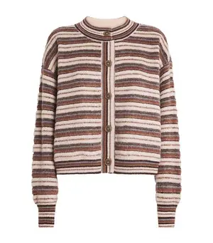FRAME Mohair-blend The Femme Stripe Cardigan - Blue