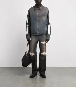 Amiri Lea Bones Denim Jacket - Grey