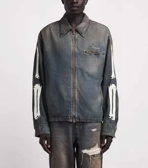 Amiri Lea Bones Denim Jacket - Grey