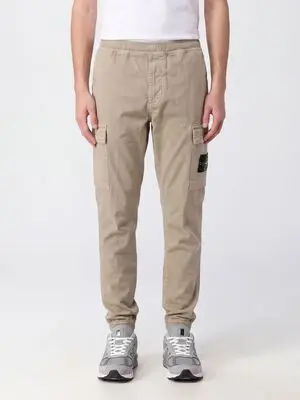 Stone Island Slim Fit Stretch Technical Fabric Cargo Pants With Compass Logo - Beige
