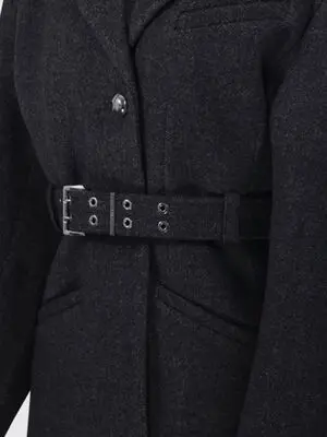 GANNI Short Single-breasted Belted Wool And Cashmere Coat