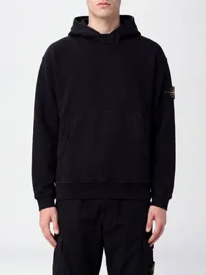 Stone Island Cotton Hoodie With Kangaroo Pocket And Compass Logo - Black