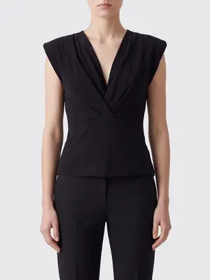 Isabel Marant Étoile Isabel Marant Etoile Short-Sleeved V-Neck Draped Cotton Top Black