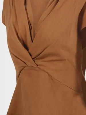 Isabel Marant Étoile Short-sleeved V-neck Draped Cotton Top - Camel