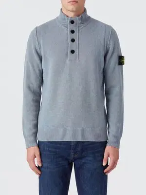 Stone Island Virgin Wool Turtleneck Sweater With Compass Logo Patch - Blue 1