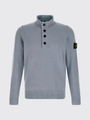 Stone Island Virgin Wool Turtleneck Sweater With Compass Logo Patch - Blue 1