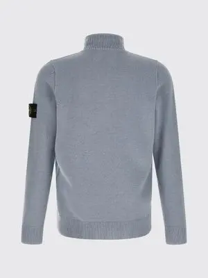 Stone Island Virgin Wool Turtleneck Sweater With Compass Logo Patch - Blue 1