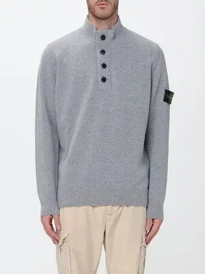 Stone Island Stone Island Virgin Wool Turtleneck Sweater With Compass Logo Patch Grey