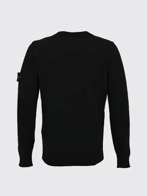 Stone Island Virgin Wool Crewneck Sweater With Compass Logo Patch - Black