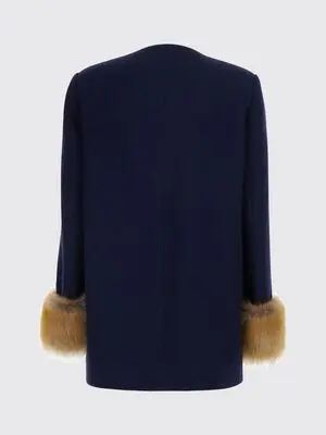 Valentino Garavani Single-breasted Wool Tweed Coat With Fur Cuffs