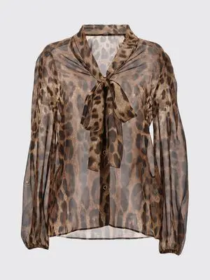 Dolce & Gabbana Animal-print Silk Shirt With Pussy-bow Collar