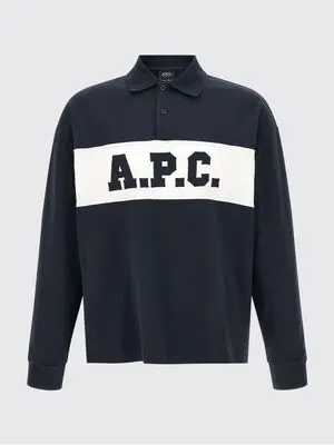 A.p.c. Long-sleeved Cotton Polo Shirt With Contrast Logo