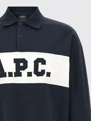 A.p.c. Long-sleeved Cotton Polo Shirt With Contrast Logo